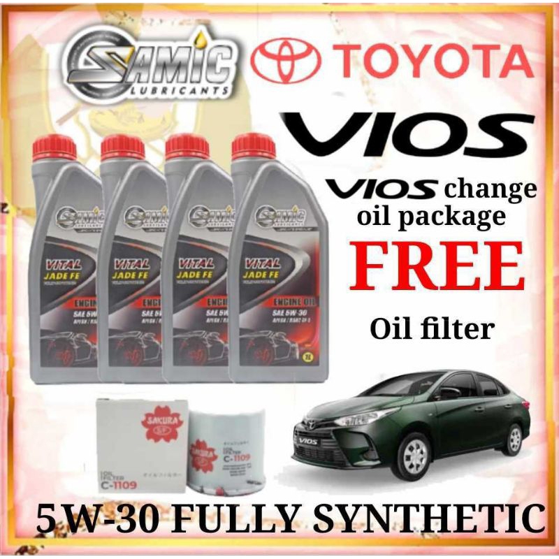 Toyota Vios Change Oil Bundle, Samic Jade FE 5W-30 Fully Synthetic ...