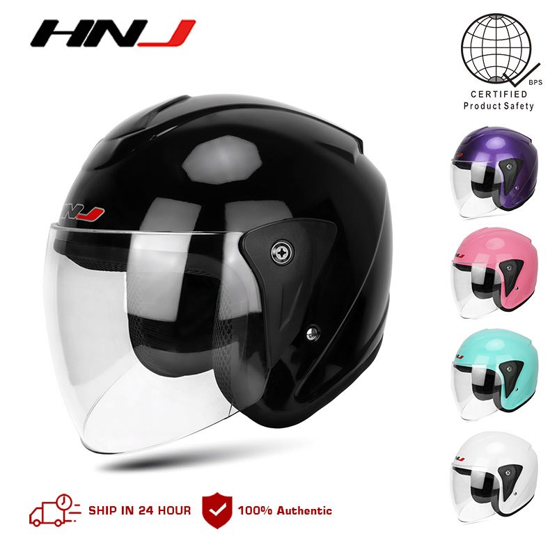 HNJ A4-002 Half Face Helmet For Motorcycle with Single Visor For Men ...