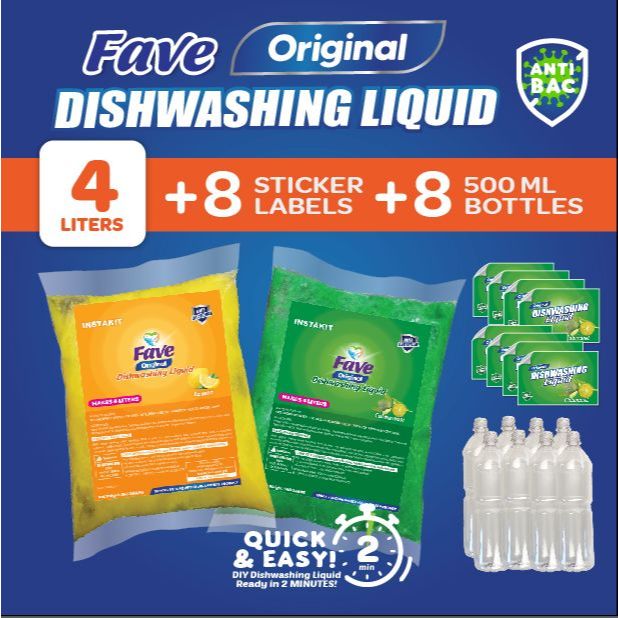 FAVE ORIGINAL DISHWASHING 2L- 4L INSTAKIT Household Kit | Shopee ...