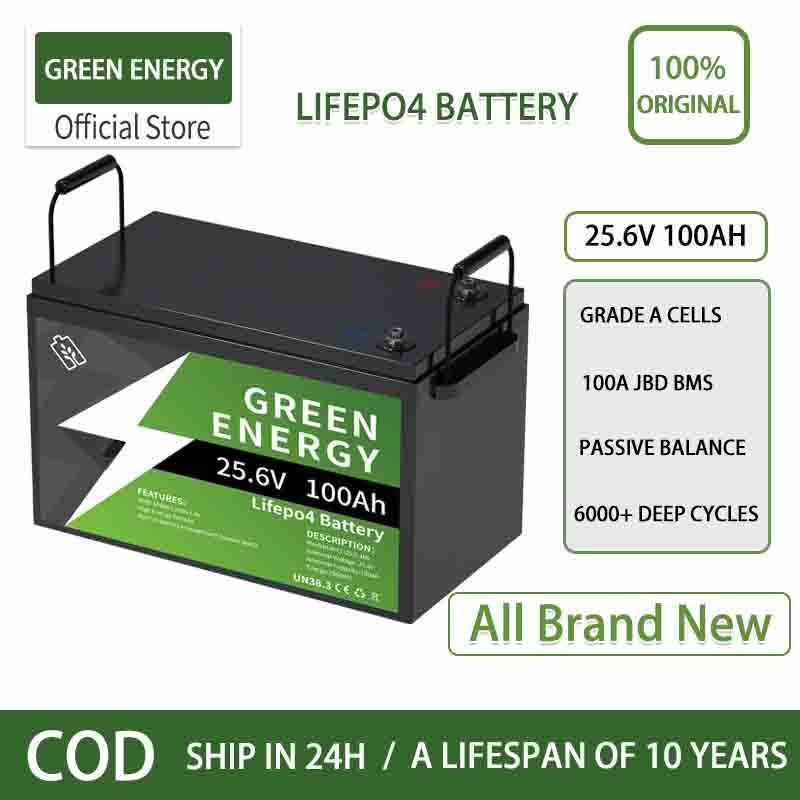 LiFePO4 Battery 24V/12V 100AH Lithium Solar Battery 10000+ Cycles 100A ...