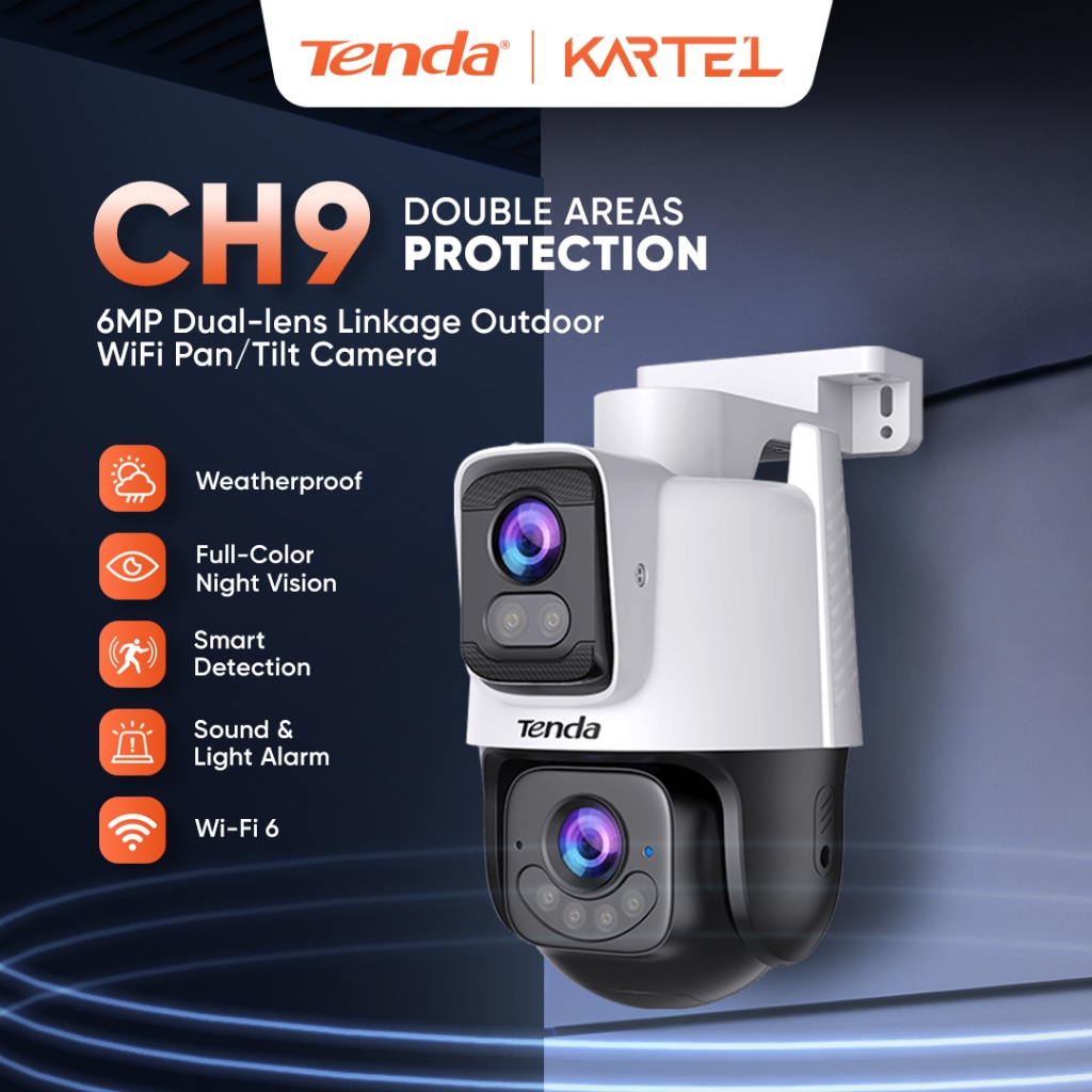 Tenda CH9 6MP Full Color Security Wifi 6 AI Camera | Dual Lens ...