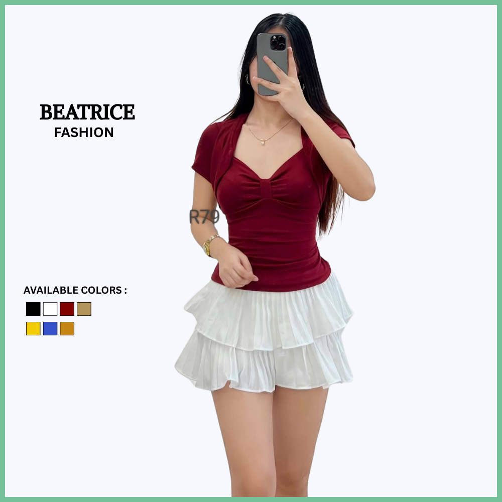 BFS Zoldick Double Lining Plain Shortsleeves Ribbon Top for Women ...