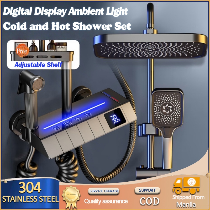 German Tech Shower Set with Digital Display Stainless Steel Bathroom ...