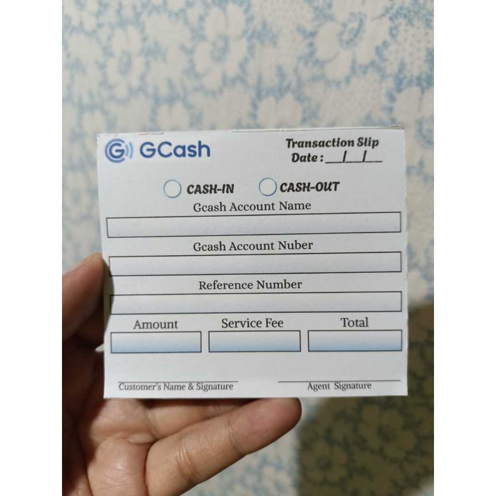 Gcash Transaction Slip/ Gcash Cash in Cash out Form | Shopee Philippines