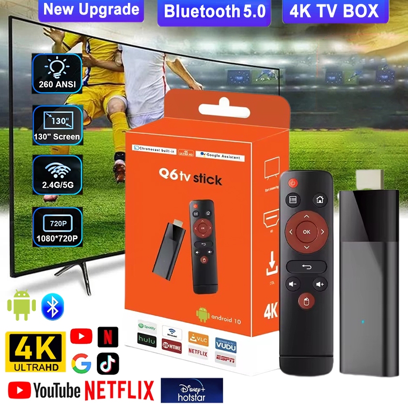 TV Stick HD 4K Q6 Smart TV Box Android 5G WIFI Bluetooth With Netflix ...