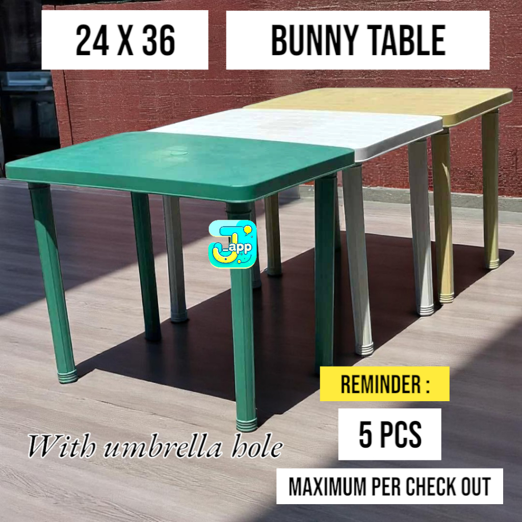 24 x 36 BUNNY TABLE with umbrella hole MONOBLOC DINING TABLE | Shopee ...