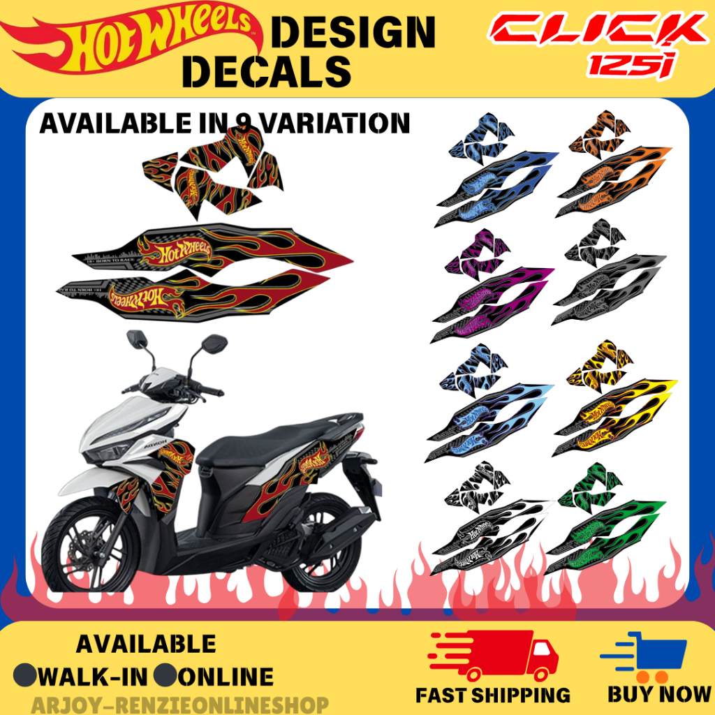 HONDA CLICK VERSION 3 HOTWHEELS DESIGN DECALS | Shopee Philippines