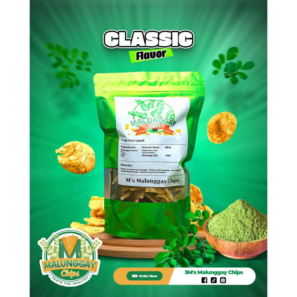 125g and 60g - M's Malunggay Chips - Guilt-free Snack - Crispy Moringa ...