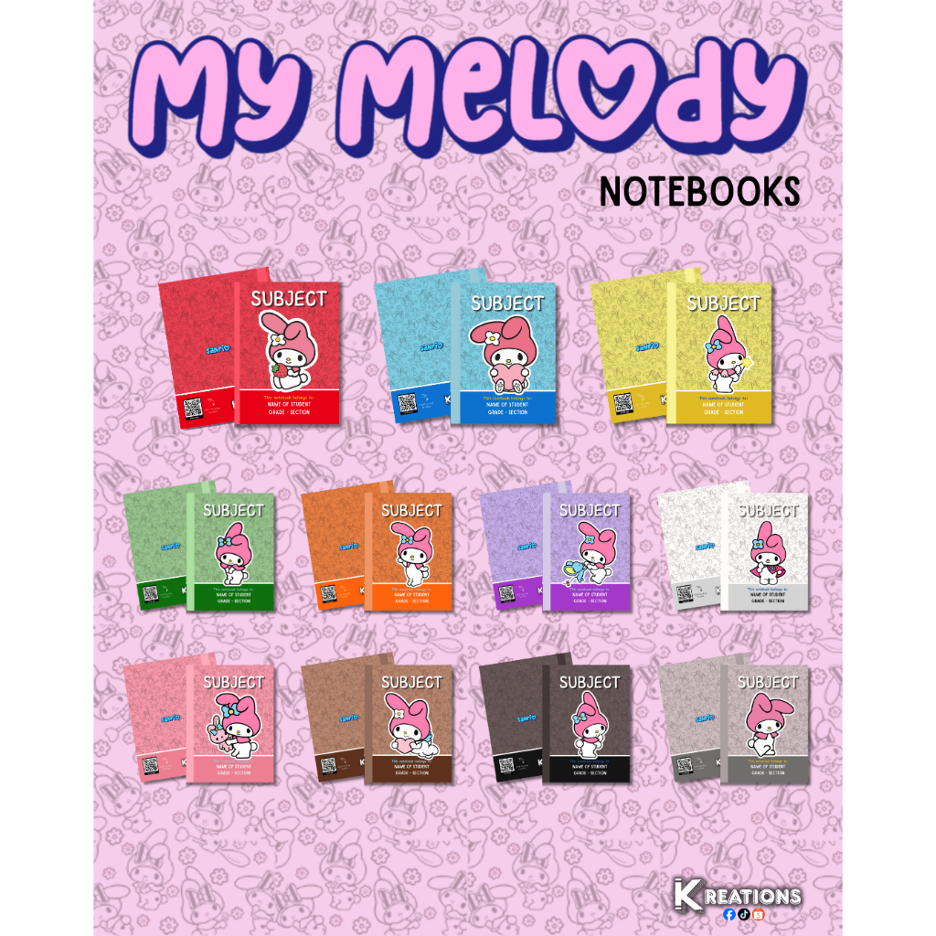 MY MELODY COMPOSITION & WRITING NOTEBOOK (ASSORTED COLORS) | Shopee ...