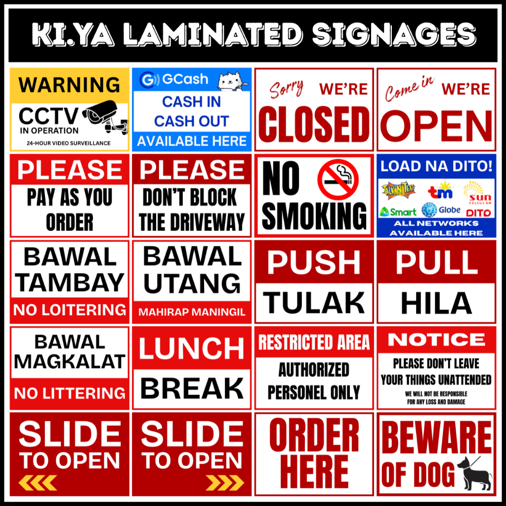 KI.YA LAMINATED SIGNAGE A4 / A5 HIGH QUALITY PRINT(PHOTOPAPER), 250 ...