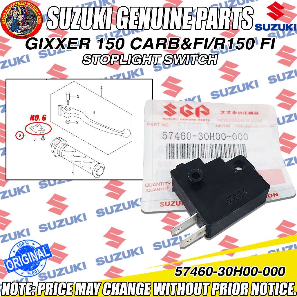 GIXXER 150 CARB&FI/R150 FI STOPLIGHT SWITCH (SGP) (GENUINE: 57460-30H00 ...