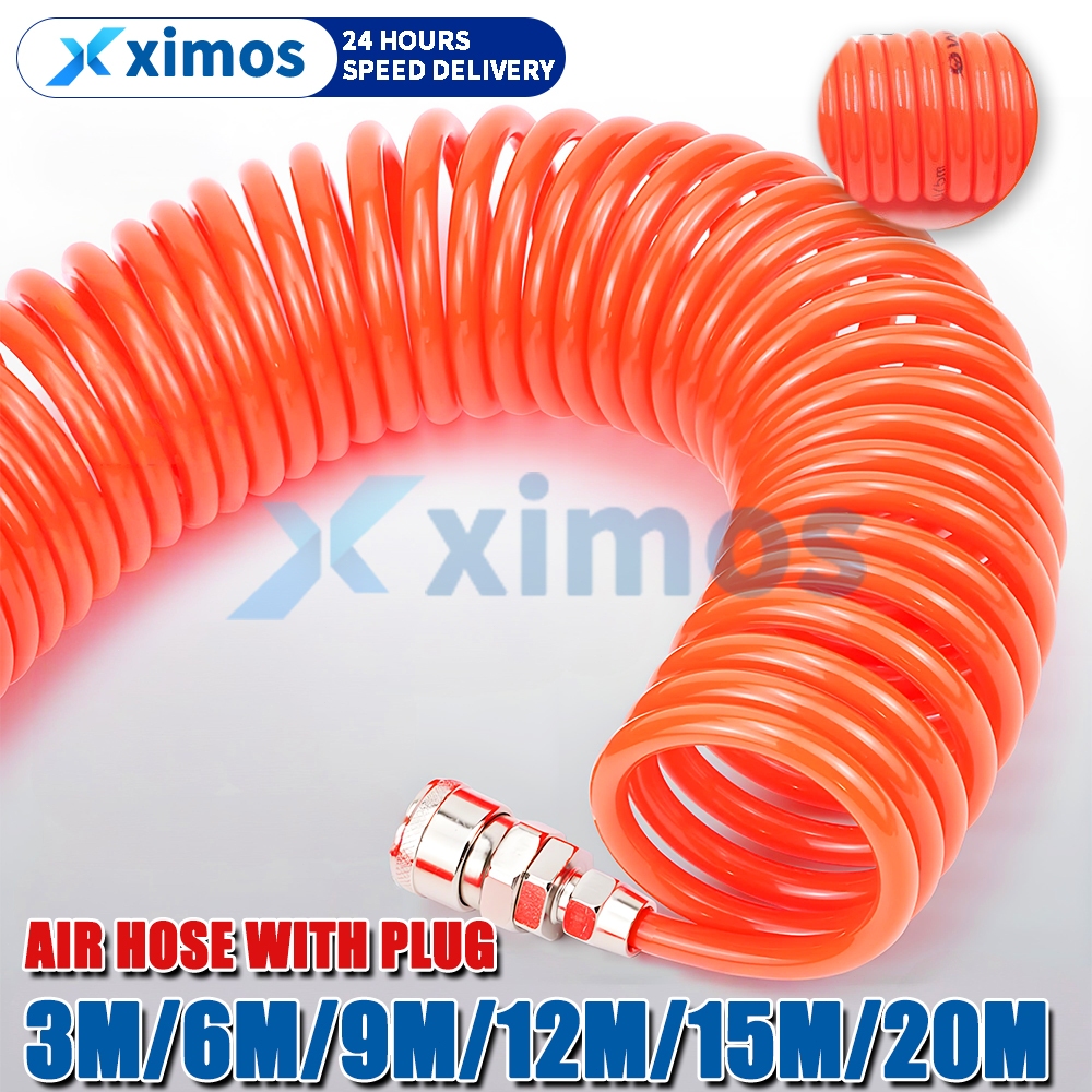 Pu Air Compressor Hose Tube Pneumatic Hose Spring Air Pipe Tool 3m-20m ...