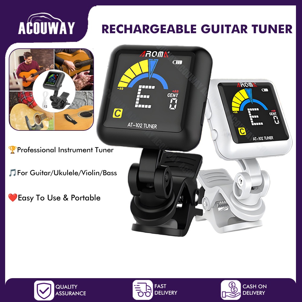 Aroma Guitar Tuner AT-102 Rechargeable Clip-on Tuner With Built-in ...