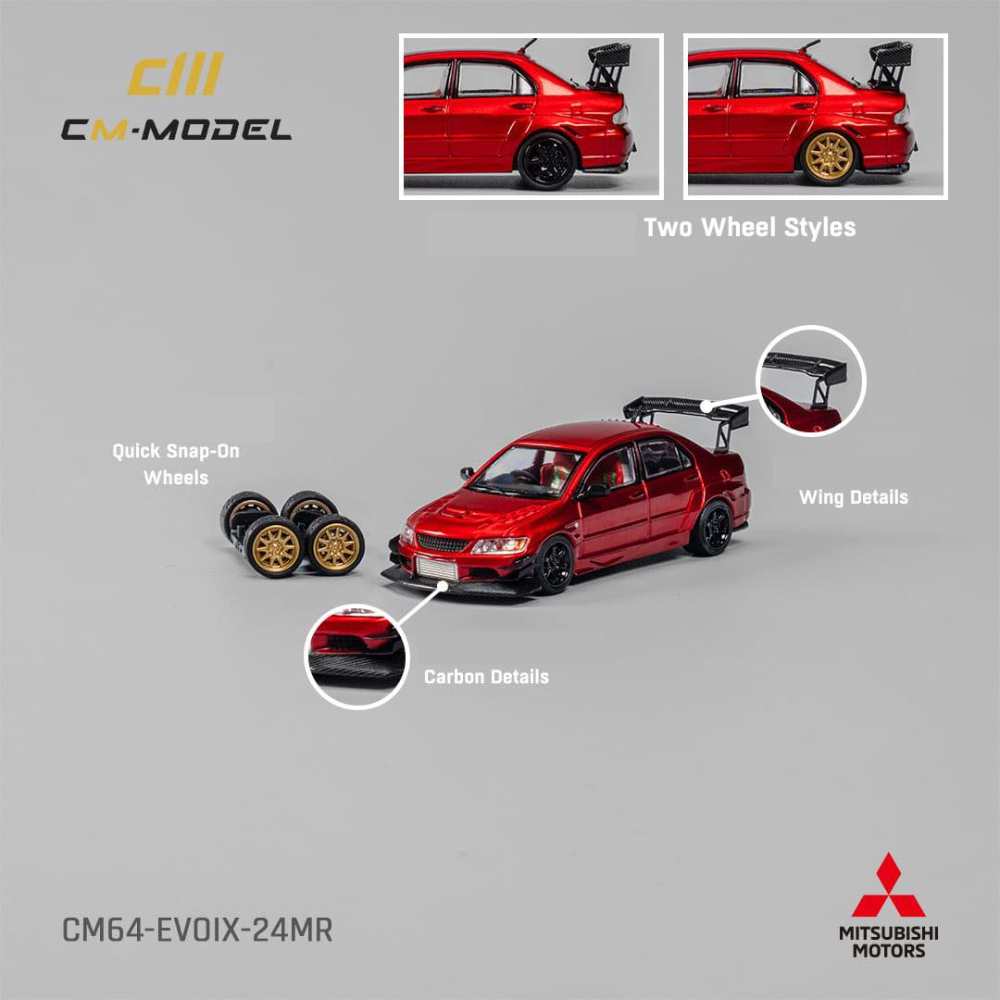 CM Model 1/64 Scale Mitsubishi Lancer Evolution IX Metallic Red Die ...