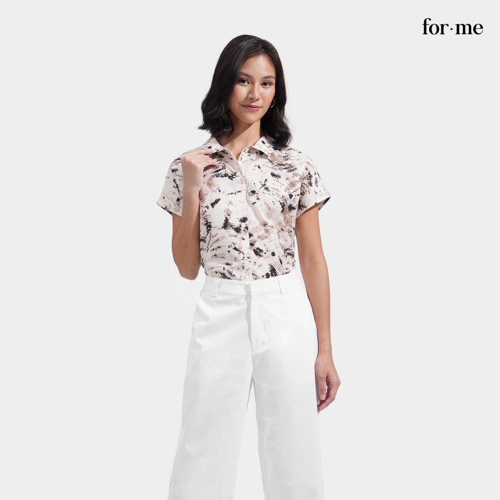 ForMe All Over Print Shirt For Women (Cream) | Shopee Philippines
