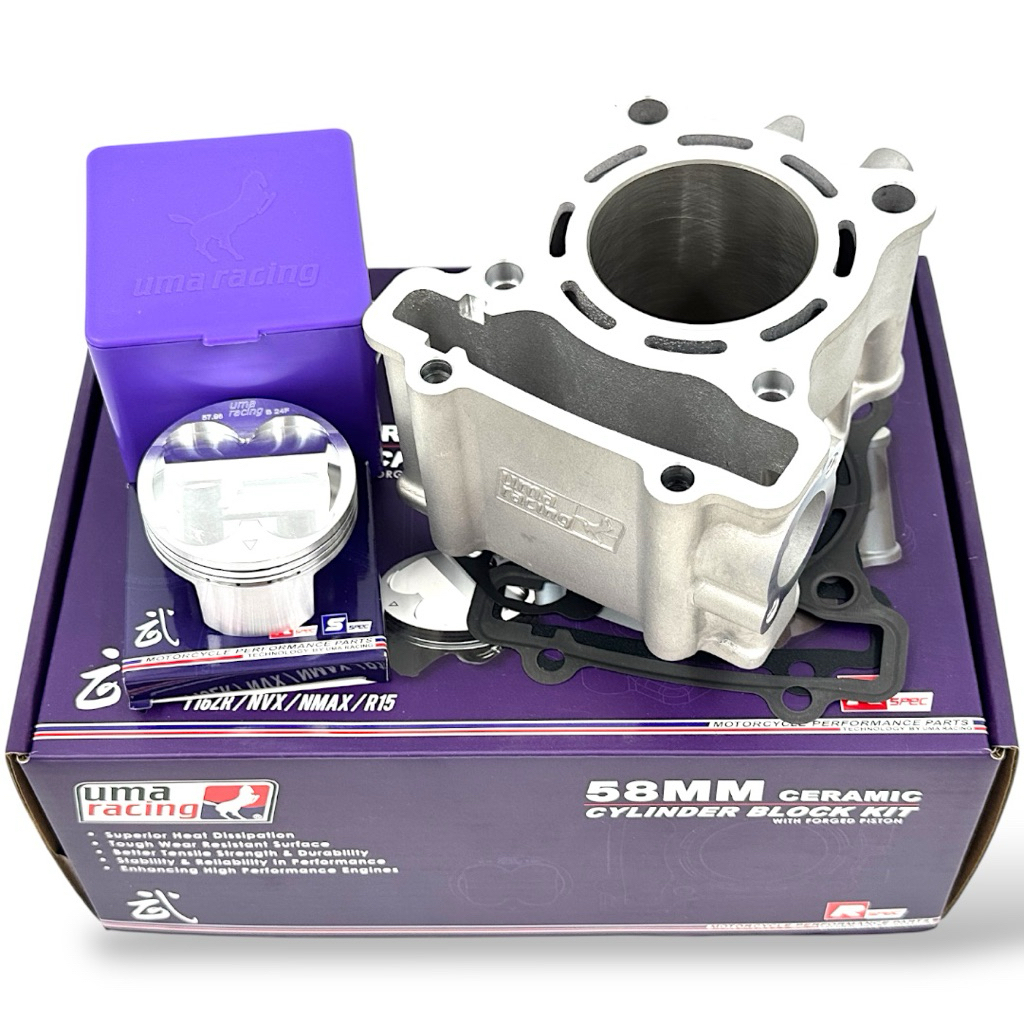 UMA CERAMIC CYLINDER BLOCK W/FORGED PISTON 58MM AEROX NMAX R15 V3 MT-15 ...
