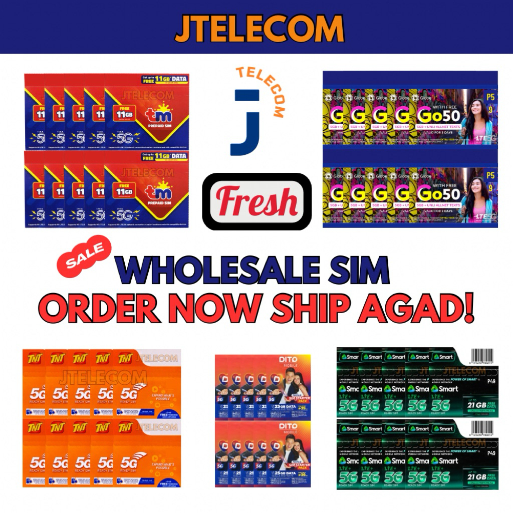 WHOLESALE SIM CARDS 5G TNT SMART TM GLOBE DITO LOWEST PRICE BRAND NEW ...