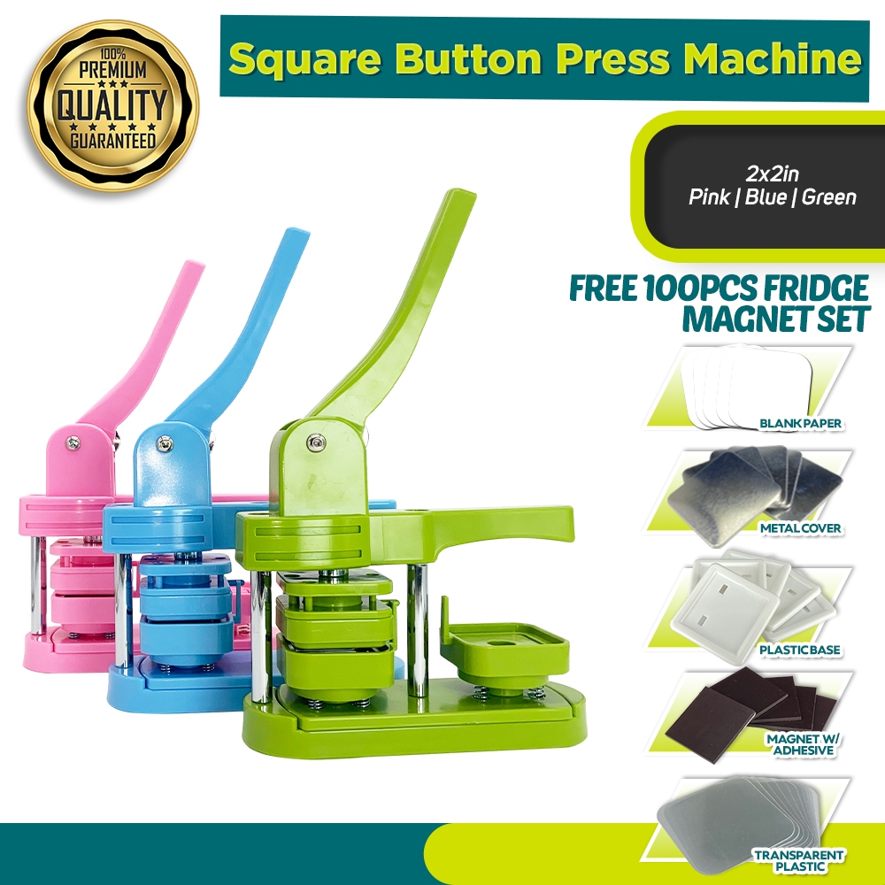 Square Button Press Machine 50mm with Free Magnet 100set ( Pink/ Blue ...