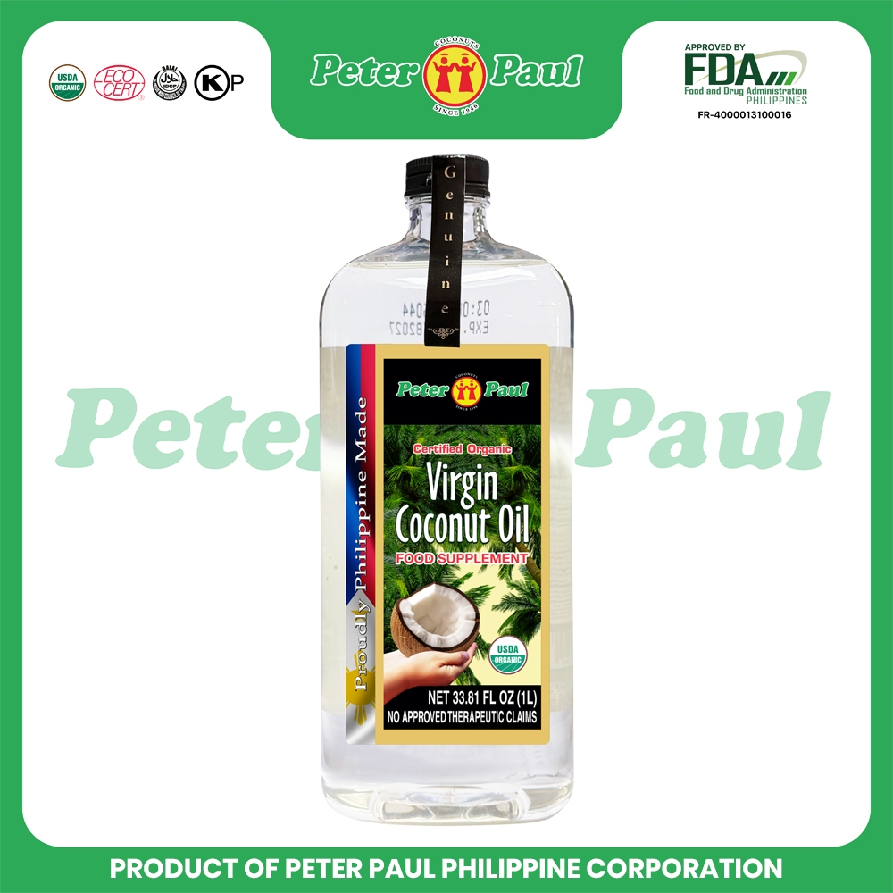PETER PAUL Organic Virgin Coconut Oil VCO Food Supplement 1 LITER ...