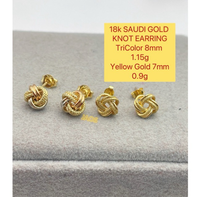 PAWNABLE 18K SAUDI GOLD KNOT EARRING & Pendant | Shopee Philippines