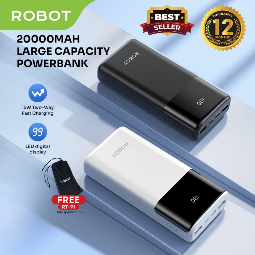 Robot RT22S 20000mAh Powerbank 15W Fast Charging 3 Outputs 2 Input PD ...