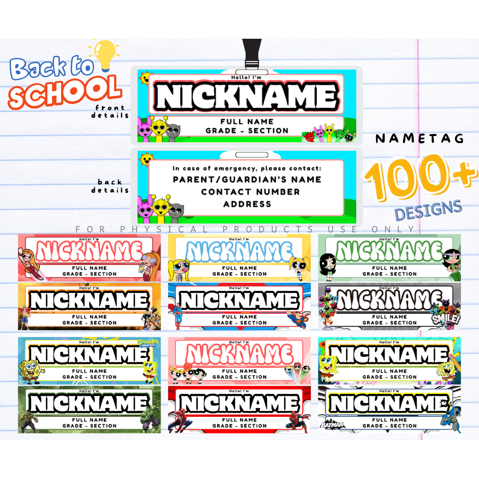 [NAME TAG] Nametag PVC or Laminated | Free ID Lace |Girl Theme | Shopee ...