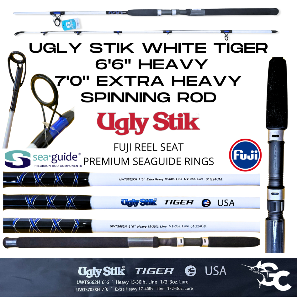 Shakespeare Ugly Stik White Tiger UWTS662H 6ft 6in HEAVY / UWTS702XH ...