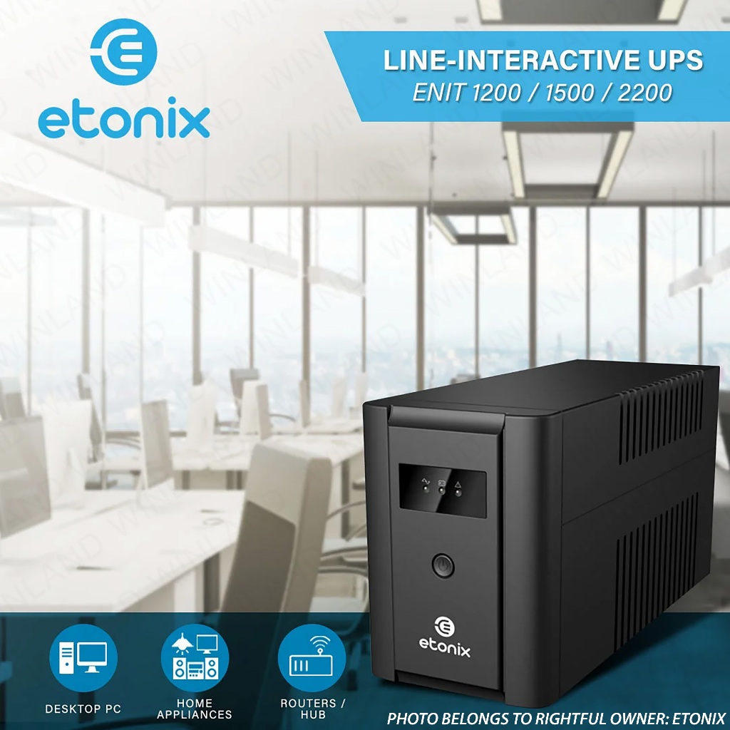 Etonix by Winland Line-Interactive UPS 1500VA/900W, 230V/50/60Hz, 2*12V/7Ah 6 x Outlets ENIT ...