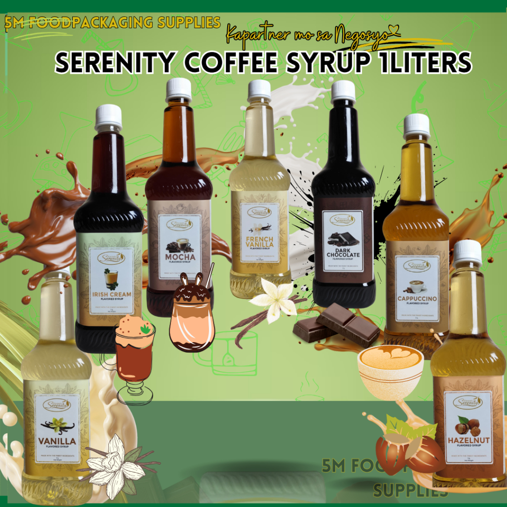 Serenity Coffee Syrup Vanilla Hazelnut Caramel White Choco 1LITER for ...