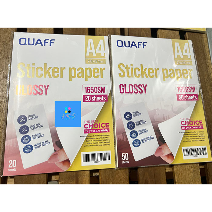 Quaff Glossy Sticker Paper 165gsm A4 Size 50 Sheets / Pack | Shopee ...