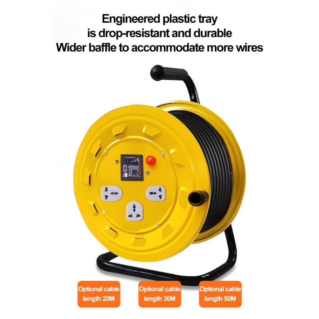 Heavy Duty Cable Reel Extension Wire 15/30/50 Meters Power Cord ...
