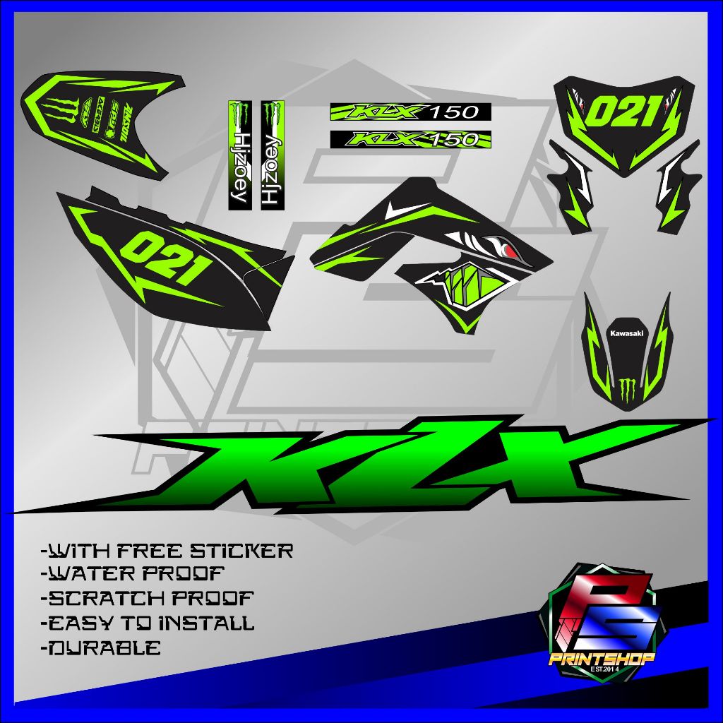KLX 150s Small kawasaki full set sticker decals Durable and High ...