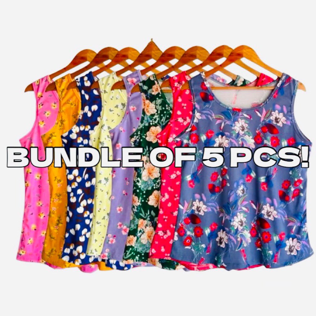 [ BUNDLE OF 5 PCS! ] PLUS SIZE PRINTED SANDO FOR WOMEN PAMBAHAY BLOUSE ...