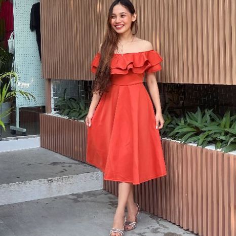 Pia Off-Shoulder Ruffled Chest High-Waist Flare Mini Dress by La ...