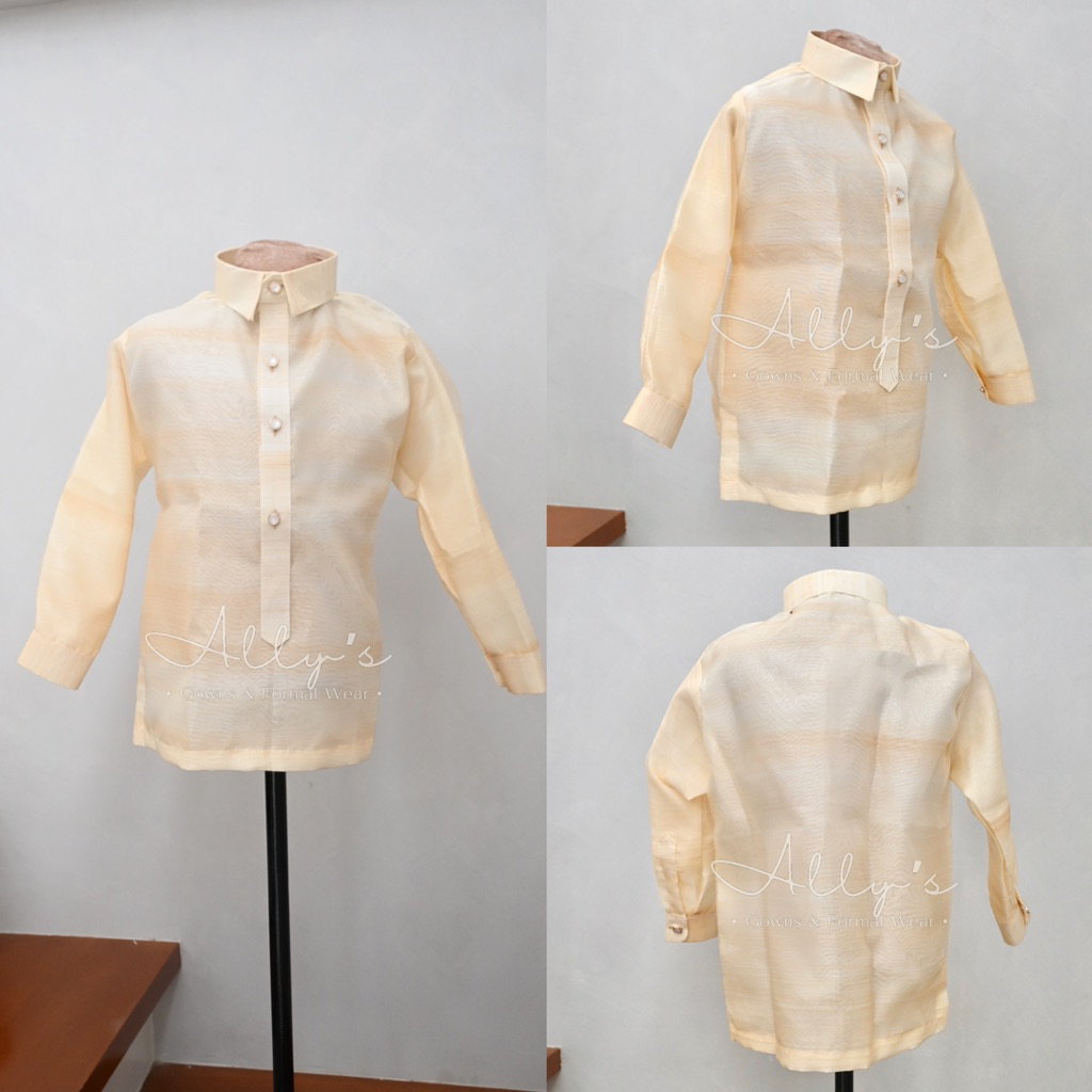Kids Barong Chinese Collar Sports Collar Pinya Organza Fabric CODE ...