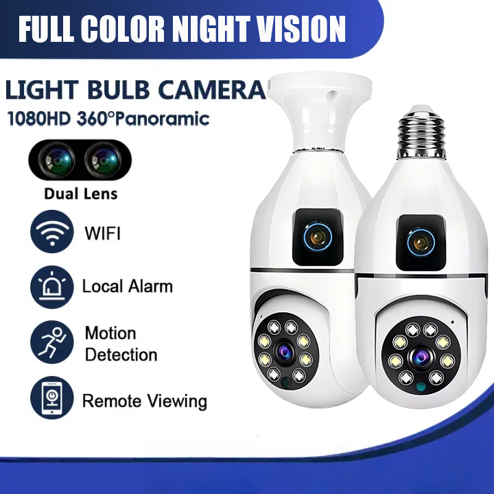V380 Pro CCTV Bulb Camera Auto Tracking 1080P Night Vision Wireless ...