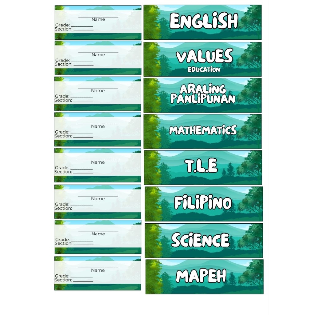 Back to school: subject label for notebooks for grade 4-10 | Shopee ...