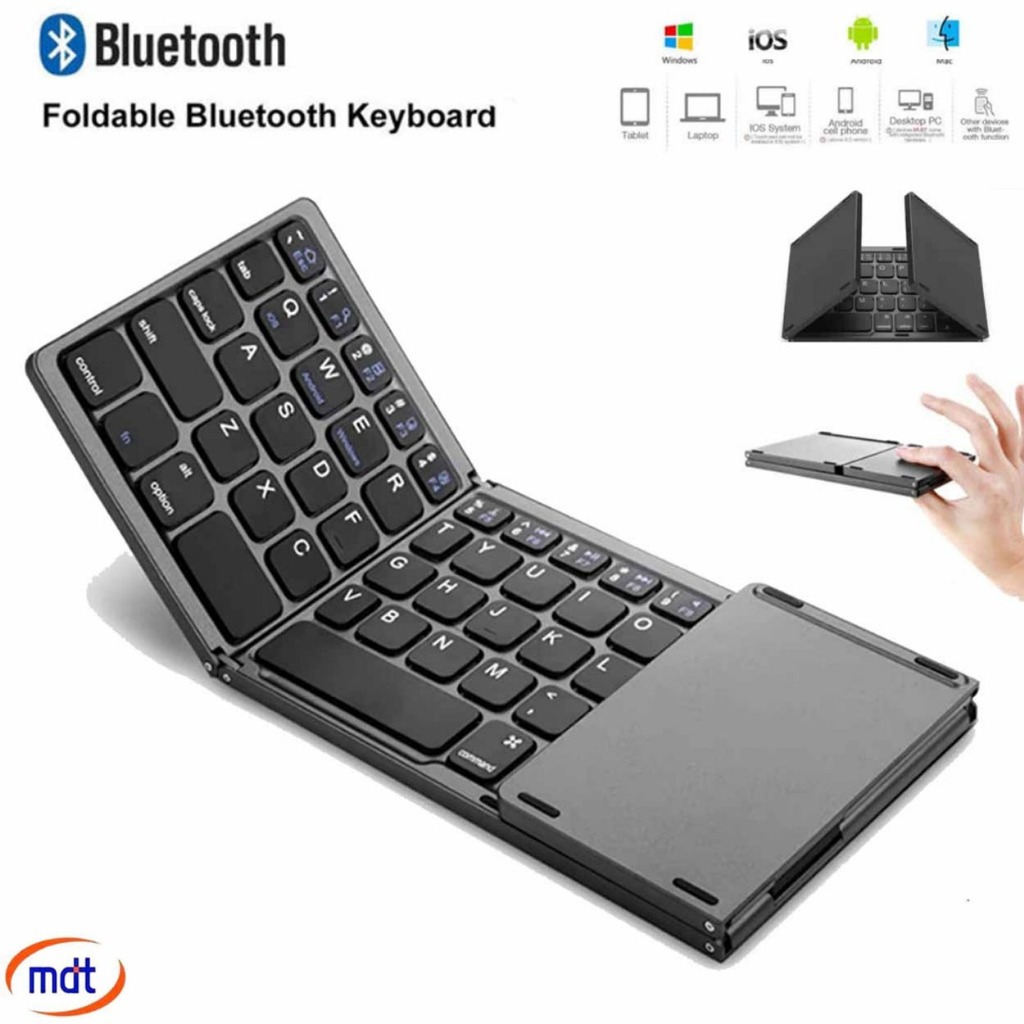 B033 Portable Mini Three Folding Bluetooth Keyboard Wireless Foldable Keyboard With Touchpad