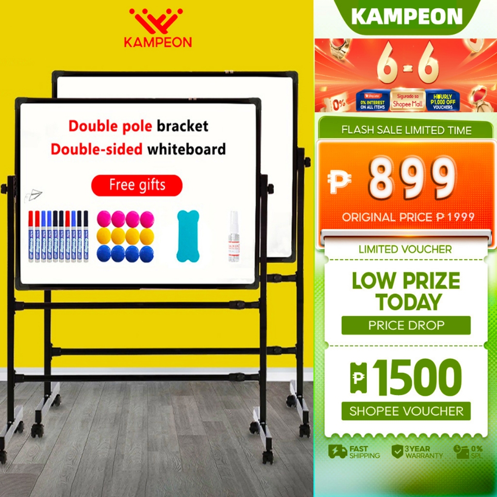KAMPEON White board with stand magnetic board for wall Big White Board ...