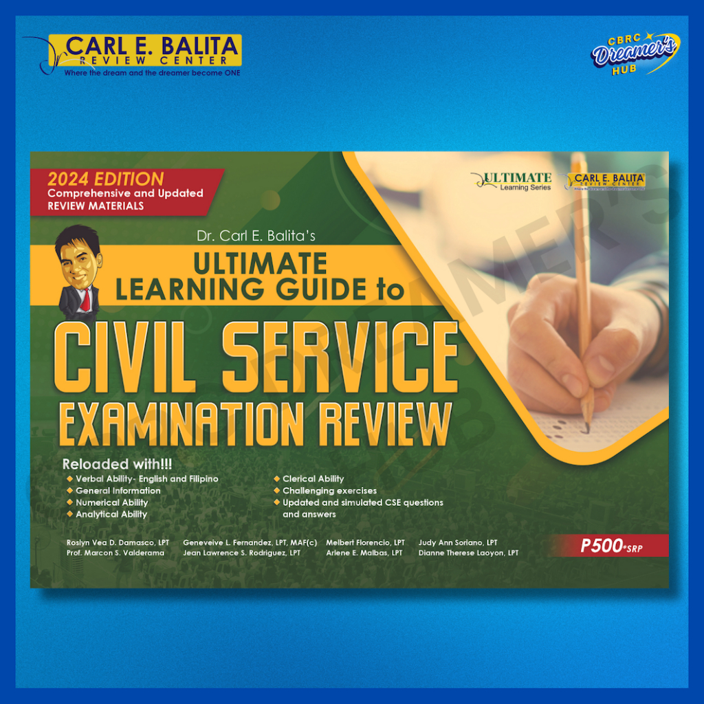 CIVIL SERVICE EXAMINATION CSE REVIEWER by CBRC Carl Balita Review ...