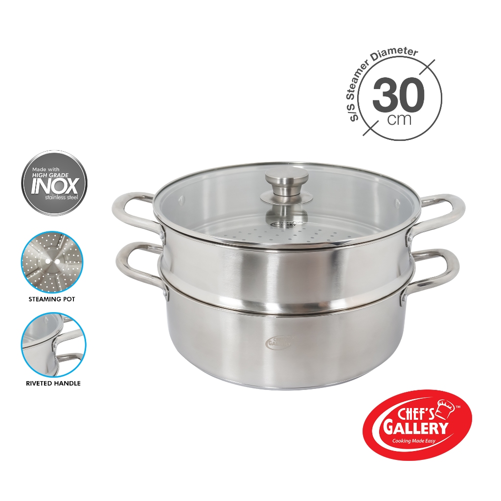 Chef's Gallery Steamer Set 30cm 3pcs | Induction Ready CG-SS3PC/30-2 ...
