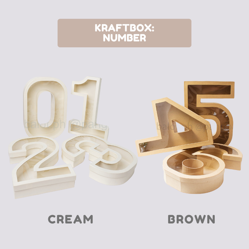 Kraft box (hard box): NUMBER w window - 15x10x2.5 (brown, cream) | Shopee Philippines