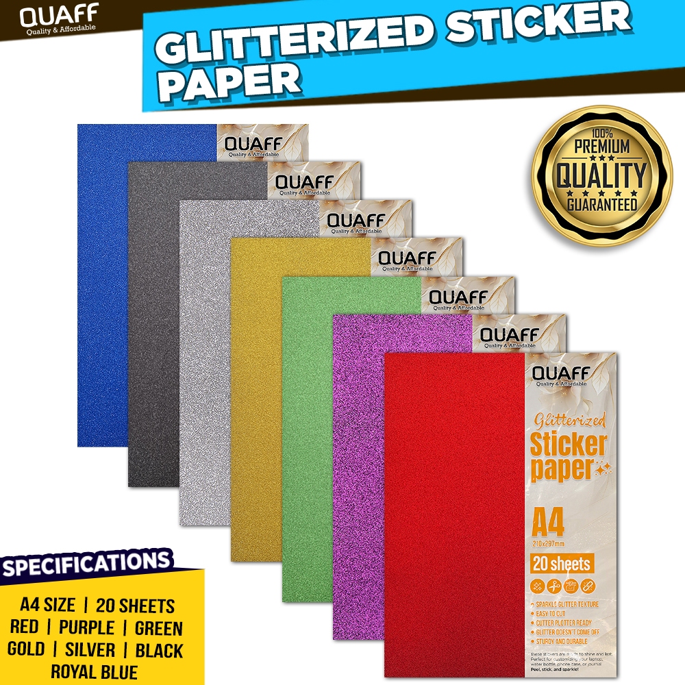 Quaff Glitterized Glitter Paper Sticker A4 Size (20sheets/pack ...