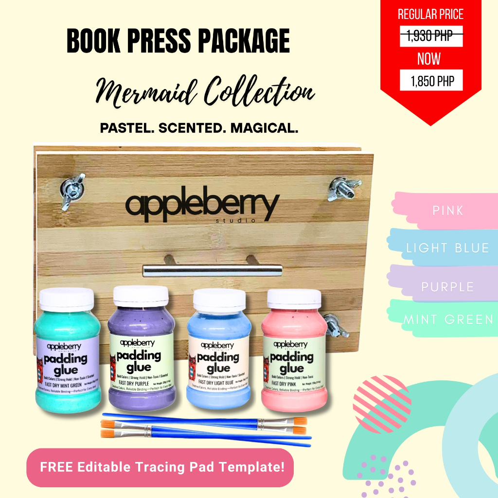 BOOK PRESS / PAD PRESS with PADDING GLUE Mermaid Collection Set SCENTED ...