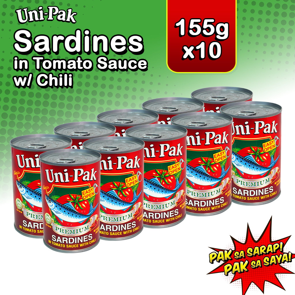 Uni-Pak Sardines in Tomato Sauce Chili 155g Set of 10 | Shopee Philippines