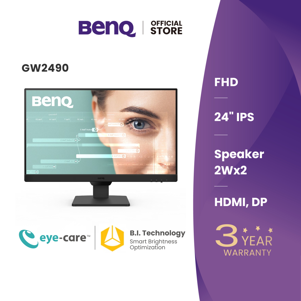 BenQ GW2490 | 23.8" 1080p FHD | 100Hz | Eye-Care Monitor | Brightness ...