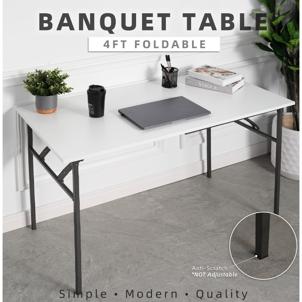 SIV Foldable Banquet Table Melamine Table Top Powder Coat Metal Leg ...