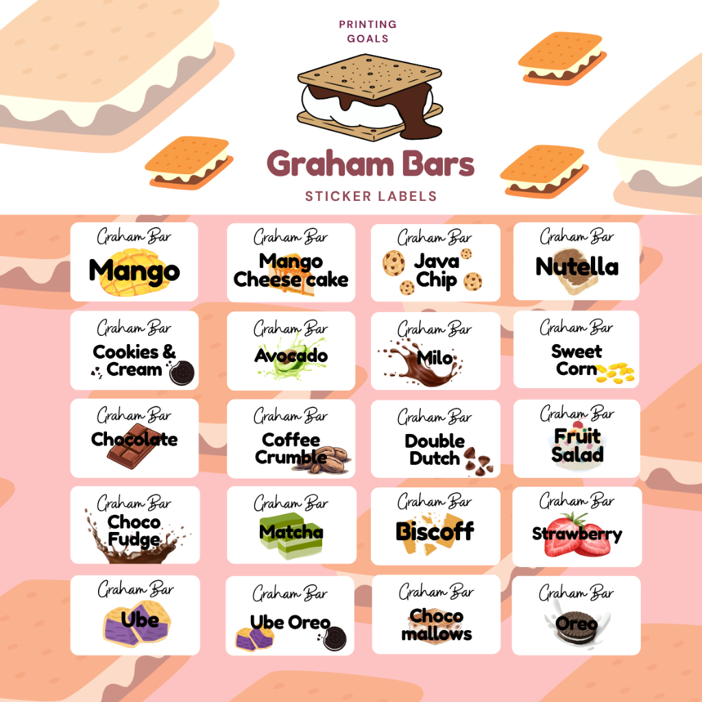 Graham Bar Sticker Label | Rectangle with Curved Edge | Custom ...