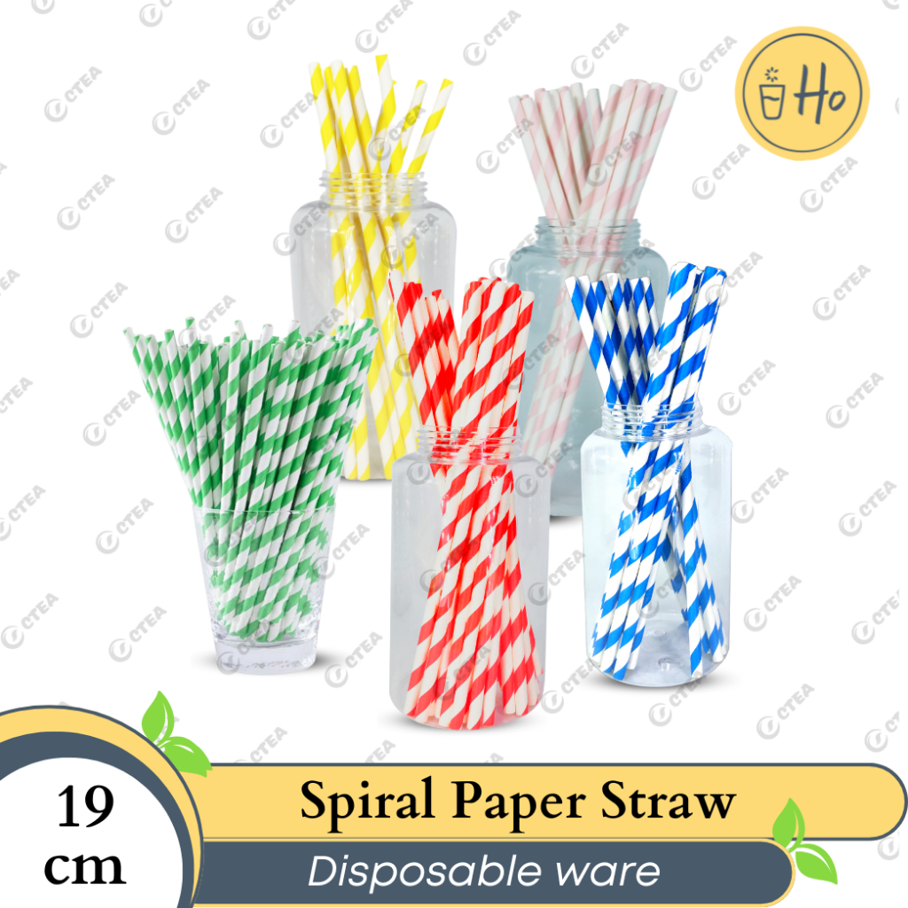Spiral Paper Straw (100 pcs / pack) Paper Straw / Biodegradable straw ...