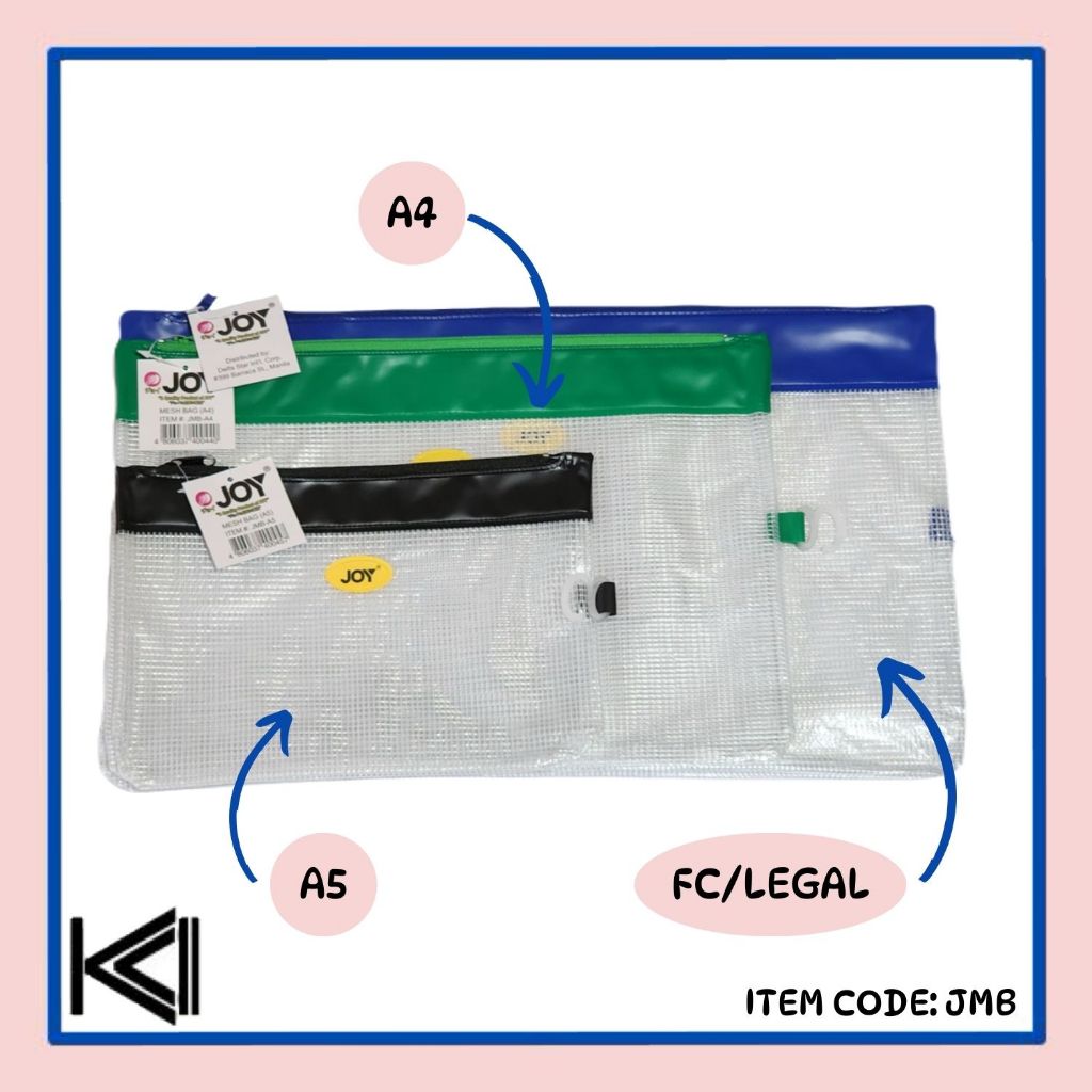 Joy Mesh Bag with Zipper A5 A4 FC/Legal Size | Shopee Philippines